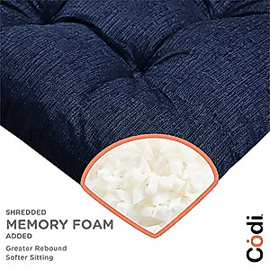 Codi Rocking Chair Cushion Outdoor, Rocker Cushions Water Resistant | Best for Porch Patio Chairs Replacement Pads | Two 17x17 Seat with Two 17x21 Back, Comfortable Memory Foam Add, Navy