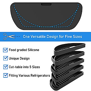 Silicone Refrigerator Drip Catcher Tray - Hvatry Water Dispenser Drip Tray Protection Pad - Anti-Slip, Cuttable, Dishwasher Safe - Keep Your Fridge Clean and Tidy - Black, 2 Packs