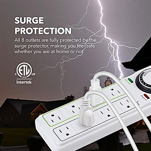 BN-LINK 8 Outlet Surge Protector with Mechanical Timer (4 Outlets Timed, 4 Outlets Always On) / BN-LINK Outdoor Power Stake with 6 Outlets, 6ft Long Cord Power Strip for Yard