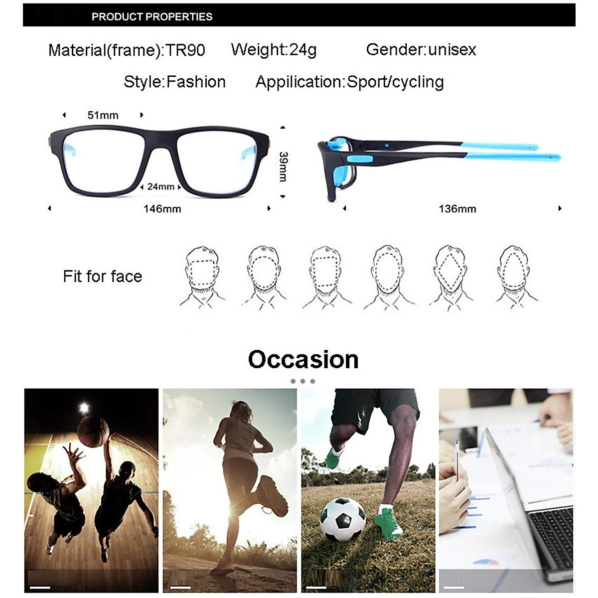 Mcolics Basketball Sports Soccer Goggles Antifog Safety Protective Glasses Eyewear for Adults Youth (Grey)