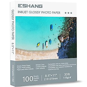 ESHANG Glossy Thin Printer Paper 8.5x11 Inches 100 Sheets for DIY Chip Bag and Custom Party Favors 30LB