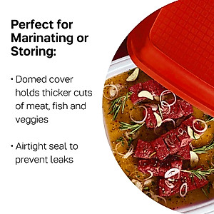 TUPPERWARE Brand Season-Serve Marinade & Food Storage Container with Lid - Dishwasher Safe & BPA Free - Large Size with Grid Design for Seasoning Meats, Fish & Vegetables