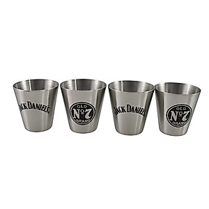 4 Piece Jack Daniels Stainless Steel Shot Glass Travel Set