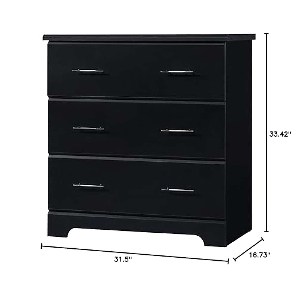 STORK CRAFT Brookside 3 Drawer Dresser (Black) – Baby and Kids Bedroom Organizer, Nursery Chest, Storage Dresser With Drawers, Universal Design
