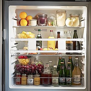RVGUARD Double RV Refrigerator Bar Adjustable Fridge Tension Rod Holds Food and Drinks in Place Extends Between 16" and 28" for Camper Refrigerator, Kitchen, Cupboard, Bookshelf（2Sets）
