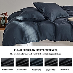 TOSMO Linen Duvet Cover Set, 100% French Flax Natural Linen Bedding 3pcs Set, Soft Breathable for Hot Sleepers 1 Duvet Cover and 2 Pillowcases (Blue Grey, King)