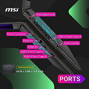 MSI Cyborg Gaming Laptop, 15.6" 144Hz FHD Display, Core i7-12650H(Beat i9-11980HK, 10 Cores, 16 Threads), GeForce RTX 4060, 32GB DDR5 RAM - 2TB SSD, Backlit Keyboard, RJ45, Windows 11 Home, Black