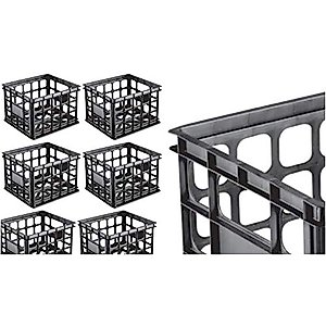 3233 - Plastic Black Storage Box Crate Containers Home (6 Pack) 16929006 – QQ16