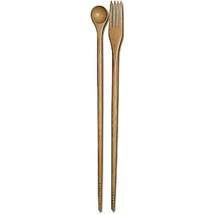 JapanBargain 3789, Bamboo Cooking Chopsticks with Spoon and Fork 3-in-1 Taste and Cook Cooking Utensil for Deep Frying Shabu Hot Pot Noodles, 13 inch Long, 1 Pair