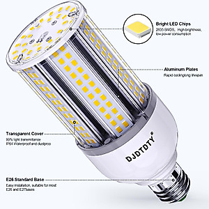 DJDTDTY Amazon High Brightness LED Light Bulb 2 Pack 30W-300W/LED Corn Bulb, 30 watt LED Corn Bulb, E26 Base, 5000K LED Bulb, Suitable for Garage Warehouse Workshop barn, Home Essential, etc. (30W)