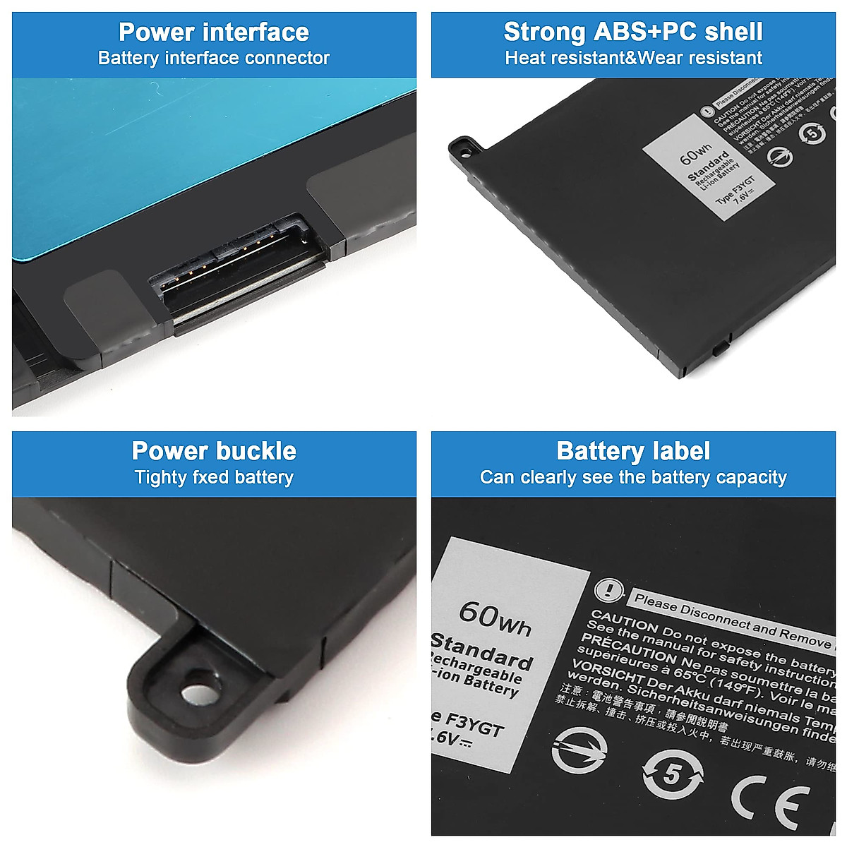 VNYUNQWE F3YGT Latitude 7480 Battery 7490 Battery 60WH for Dell Latitude 12 7000 7280 7290/13 7000 7380 7390 P29S002/14 7000 7480 7490 P73G002 Series DM3WC KG7VF 2X39G P73G 451-BBYE 453-BBCF