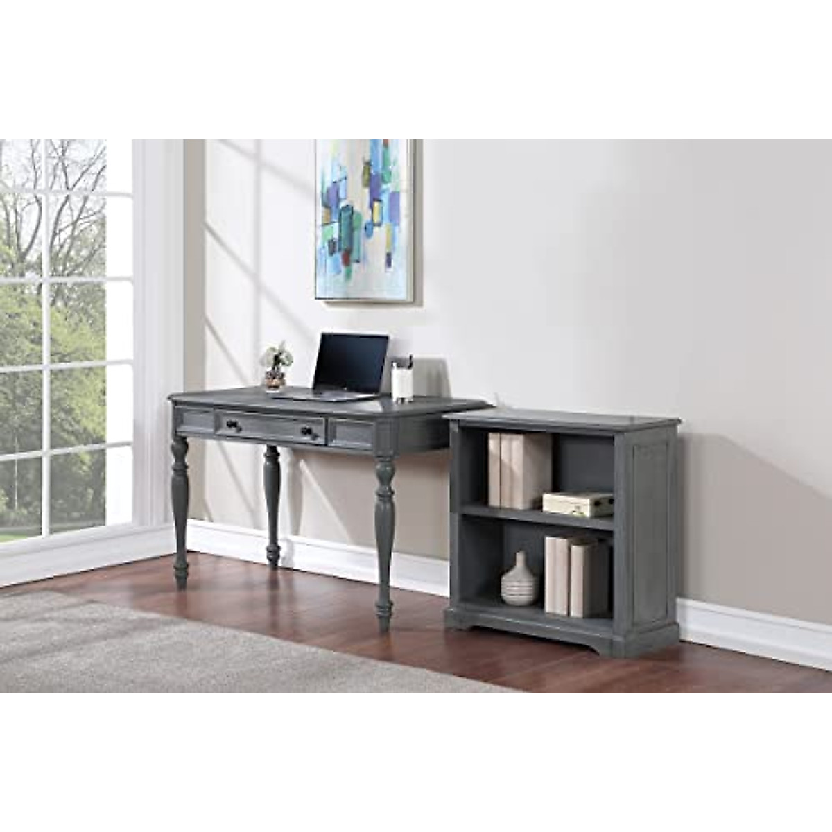 OSP Home Furnishings Country Meadows 2-Shelf Bookcase, Plantation Grey