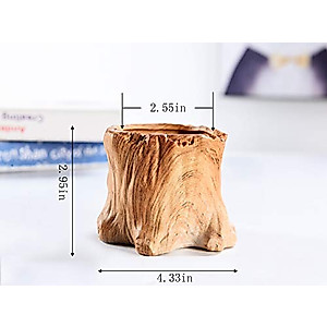 2CFUN Succulent Planter Pots Small Ceramic Flower Cactus Pots Set 4 Pack Tree Stump Succulent Pots with Drainage Bonsai Pots 4.33 Inch Gift for Home Decor Indoor Outdoor