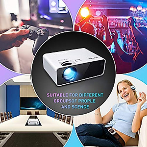 Mini Portable Projector with WiFi and blueooth ,Video Projector,2022 Upgrade 1080P HD Projector,50,000Hrs LED Lamp Life, Built in HI-FI Speakers Compatible with HDMI, VGA, TF, AV ,USB＆Conversion Plug