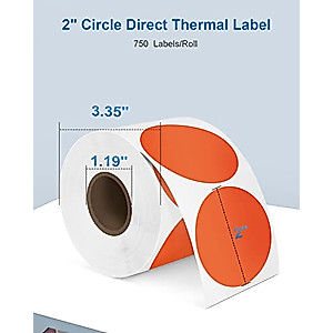 POLONO Label Printer, PL420 4x6 Thermal Printer, High-Speed Shipping Label Printer, Commercial Direct Thermal Printer, 2" Orange Circle Thermal Sticker Labels, Self-Adhesive Stickers Labels