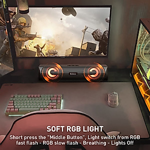 Bobtot Computer Speakers Bluetooth Desktop Soundbar - HiFi Stereo Audio RGB Gaming Mini Subwoofer Wired USB Power Desk Monitor Laptop PC External Speaker USB Speakers Multimedia Sound Bar for Phones