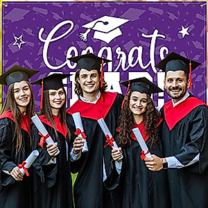 Graduation Decorations Graduation Backdrop Banner Class of 2023 Graduation Backdrop Grad Background for Graduation Party Photo Studio Props Decoration Sign Supplies, 72.8 x 43.3 Inch (Purple)