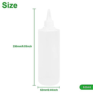 KUFUNG Condiment Squeeze Bottle, BPA Free Sauce Bottle With Wide Mouth & Small Pointed Nozzle for Ketchup, Mustard, Olive Oil, Glue, and More (500 ML, White)