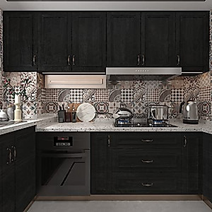 VIOPVERY Contact Paper 15.7"x78.7" Wood Wallpaper Peel and Stick Black Wood Grain Wall Paper Waterproof Easily Removable Self-Adhesive Film Wall Covering for Kitchen Countertop Cabinet Shelf Liner