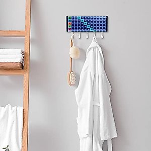 Multiplication Table Mail Holder Organizer and Key Hooks PU Front, Self Adhesive Key Rack with 5 Hooks Perfect for Entryway, Hallway，Bathroom ，Kitchen