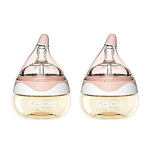 Baby Bottles for Newborn Baby PPSU Anti Colic Infant Bottles Wide Neck Breast-Like Nipple Slow Flow Breastfeeding Toddler Bottles-2pack (2.5 oz/pc, Pink)