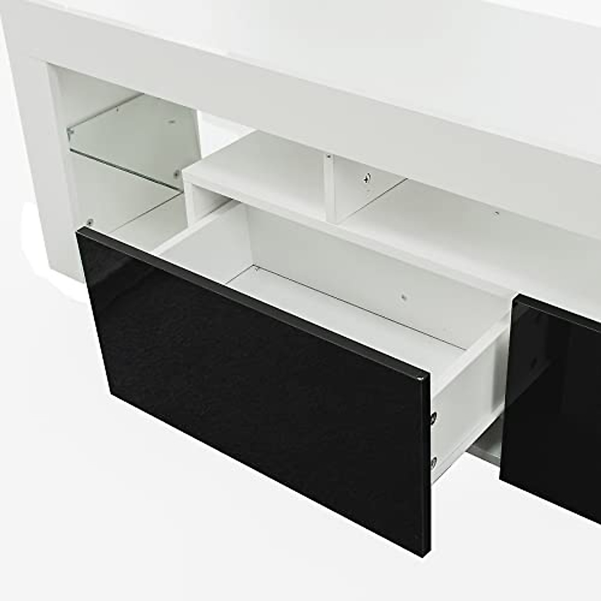 63 Inches Floating TV Stand Wall Mounted with Lights, Modern LED TV Stand Floating Entertainment Center with Storage for Bedroom Living Room,Floating Shelf for Under TV,White