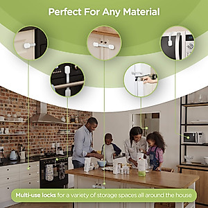 Baby Proofing Child Safety Locks (12 Pack) by Skyla Homes - The Safest, Quickest and Easiest 3M Adhesive Cabinet Latches, No Screws & Magnets, Multi-Purpose for Furniture, Kitchen, Ovens, Toilet Seats