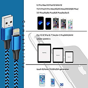 Charger iPhone Cable Cord [Apple MFi Certified] 4 Pack 3/3/6/6 FT USB Lightning Cable Nylon Braided Fast iPhone Charging Cord Data Sync USB Wire For iPhone 14/13/12/11Pro/11/XR/X/8/7/6/5,ipad, AirPods