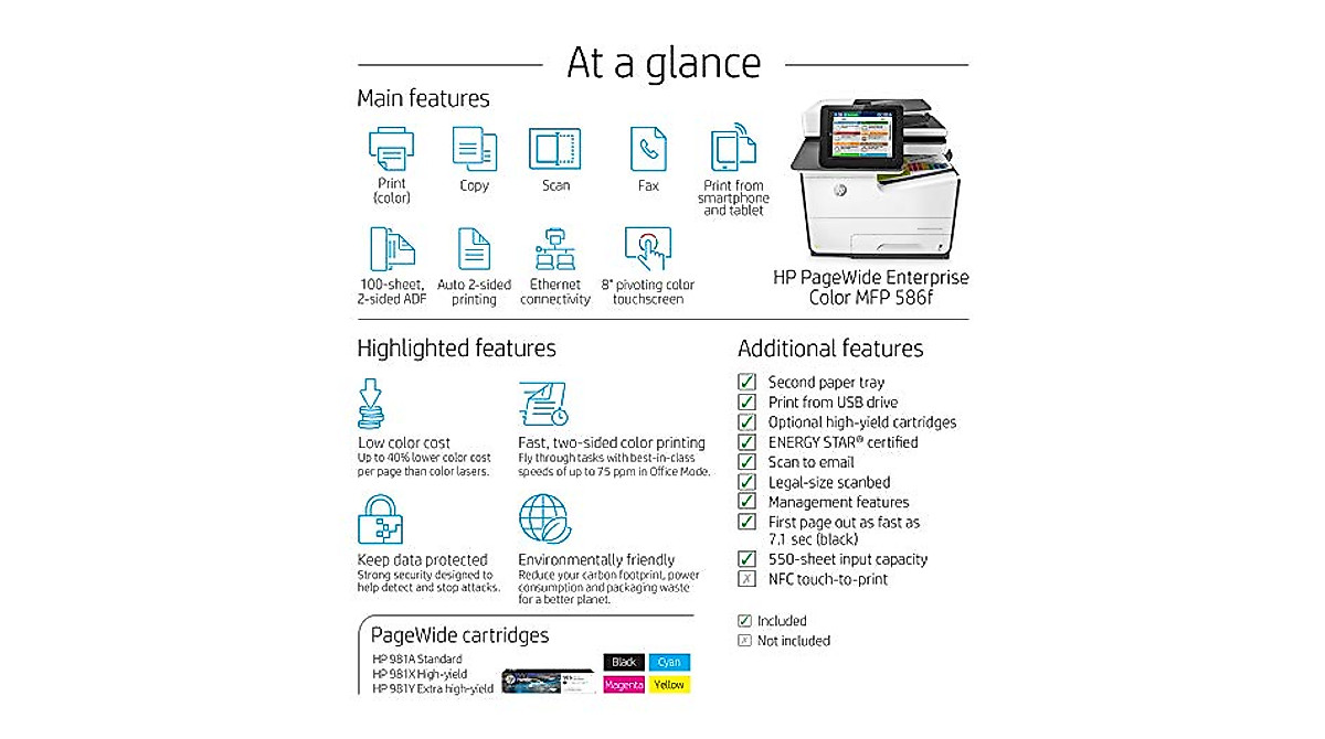 HP PageWide Enterprise Color 586f Printer - Fast & Efficient
