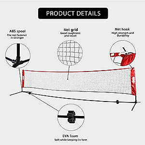 VIVOHOME Portable 14ft Height Adjustable Outdoor Badminton Net Set with Stand and Carry Bag for Kid's Volleyball Soccer Tennis Pickleball Red