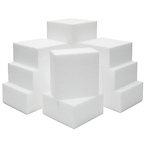 12 Pack Foam Sculpting Blocks for Crafts, Polystyrene Brick Rectangles for Floral Arrangements, Art Supplies (White, 4 x 4 x 2 in)