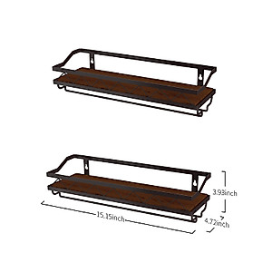 Wine Rack Wall Mounted, Bextcok 2-Pack Wine Glass Rack Wall Mounted Floating Wine Shelf with Glass Holder Champagne Display Storage Rack Wood Rustic for Kitchen Dining Room Bar Decoration, Bronze