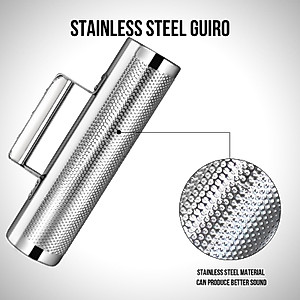 Soulmate Guiro 10"x3" Metal Guiro Instrument Stainless Steel Professional Latin Percussion Guiro Shaker Instruments Tool with Scraper for Live Performance