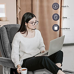 MCombo Recliner Chair with Ottoman, Fabric Accent Chair with Vibration Massage, Swivel Chair with Wood Base, for Living Reading Room Bedroom, 9099 (Grey)