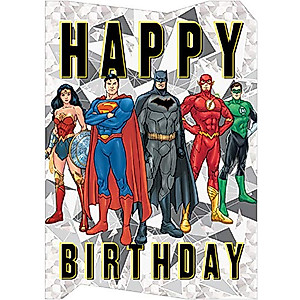 Paper House Justice League Die Cut Foil Superhero Birthday Card for Kids
