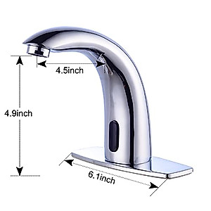 Fyeer Black Automatic Motion Sensor Touchless Bathroom Sink Faucet with Hole Cover Plate,Battery Powered with Control Box and Temperature Mixer,Hands Free Bathroom Tap…