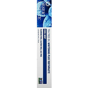 Desert Essence Natural Tea Tree Oil Whitening Plus Toothpaste - Cool Mint - 6.25 Oz - Antiseptic Tea Tree Oil - Zinc Citrate - Baking Soda - Freshens Breath - Reduced Plaque - Fluoride & Gluten Free