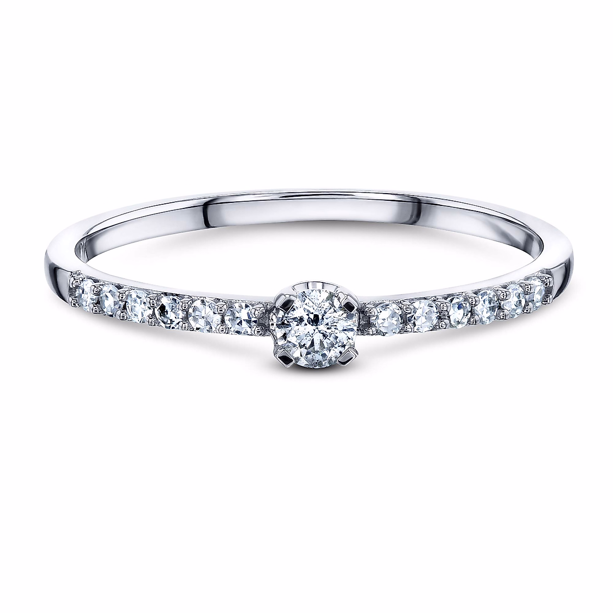Kobelli Low Petite Diamond Promise Ring 10k White Gold, 6