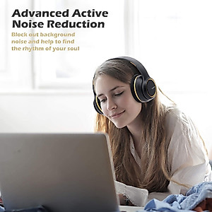 Srhythm NC15 Noise Cancelling Headphones Bluetooth Over-Ear Headset with Mic for Teens, Adults Online Class/Home Office/TV/PC/Phone