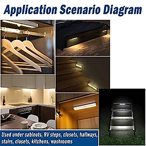 Qagea Motion Sensor Activated LED Step Lights for Under Cabinet, RV Step, Closet, Hallway, Stairway, Wardrobe, Kitchen, Vanity Replace STP54-032 (2 Pack)