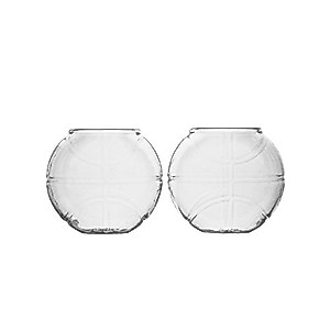 Basketball Whiskey Glass - Rocks Glass for Rum, Tequila, Scotch, Glasses- Whiskey Gifts - 10oz Cocktail, Lowball, Old Fashioned Glass (Set of 2) Unique Bar Decor & Bourbon Gifts by Prestige Decanters