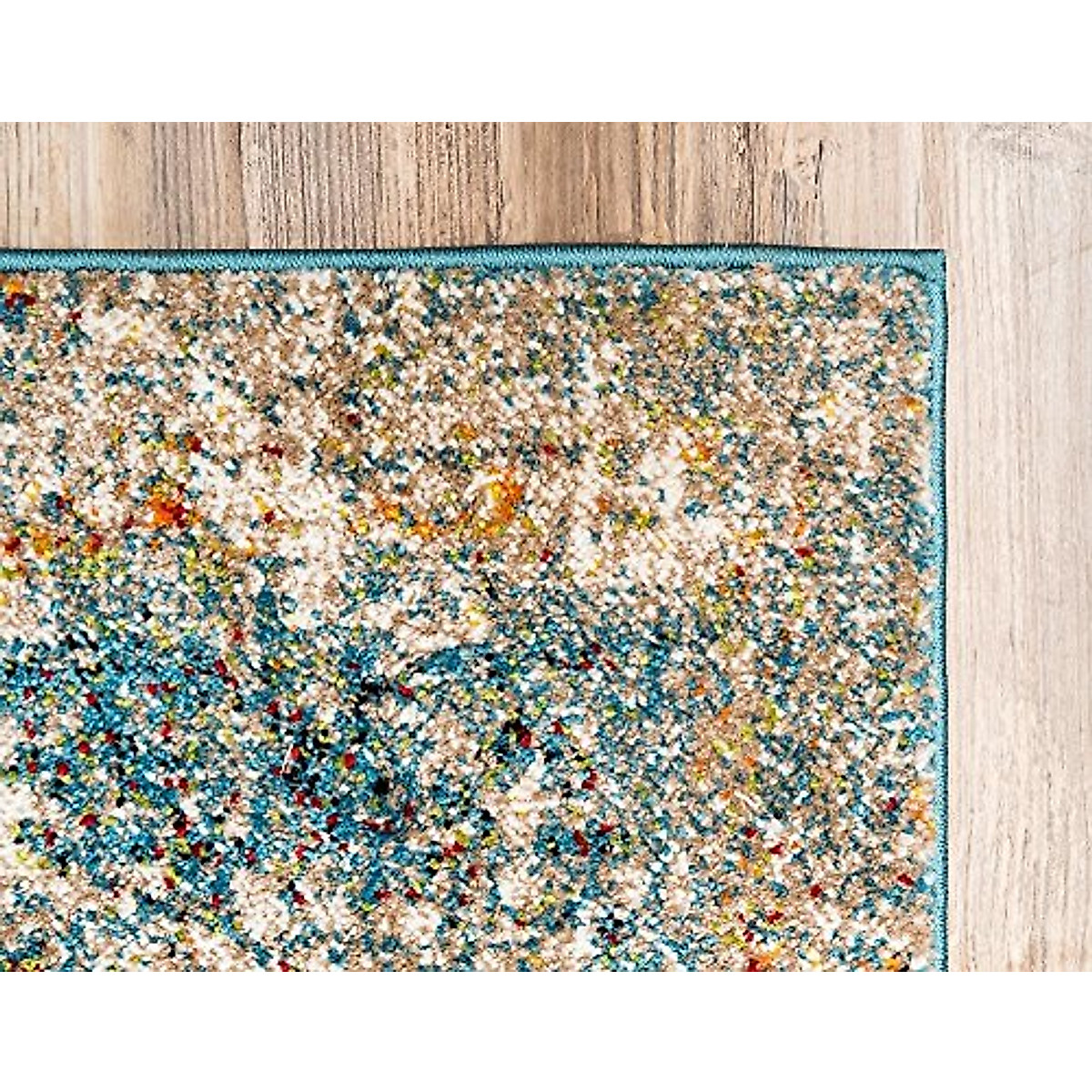 Unique Loom Rosso Collection Vintage, Traditional, Bohemian, Border, Distressed, Southwestern Area Rug, 5' 0" x 8' 0", Blue/Ivory