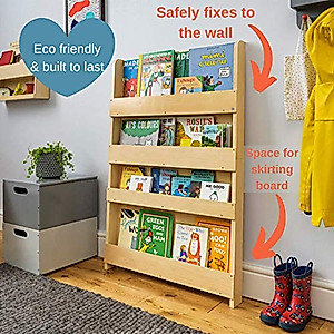 Tidy Books Kids Bookshelf (Age 0-10) Wall Bookcase for Kids Room, Natural, Wood, Montessori Bookshelf, Front Facing Bookshelf, 45 x 30 x 3 in, Eco Friendly, Handmade, The Original Since 2004.