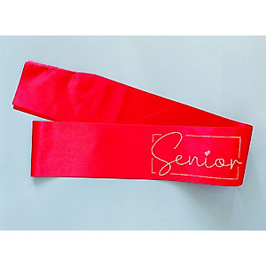 Generic Senior Sash 2025, 8 Pack Silver Glitter Red Satin Finally Graduated Senior Cheerleader Sashes for Class of 2025 Graduation Party Supplies