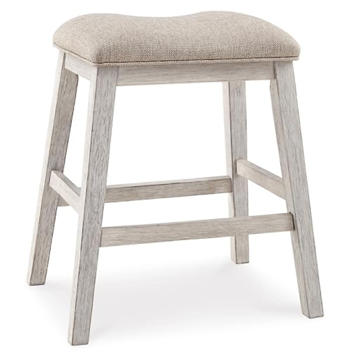 Signature Design by Ashley Skempton Modern 24" Counter Height Upholstered Barstool, 2 Count, Whitewash
