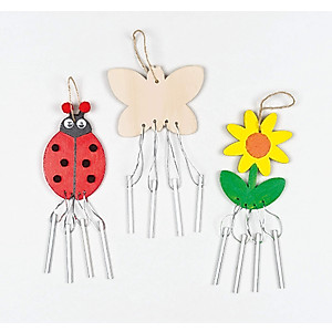 Baker Ross-E8743 Wildlife Wooden Windchimes, Perfect for Children to Design and Decorate, Ideal for School, Home Craft Group Activities (Pack of 4), 10cm, 4 Pack