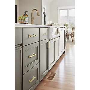 Amerock | Cabinet Pull | Matte Gold | 5-1/16 inch (128 mm) Center-to-Center | Rockwell | 1 Pack | Drawer Pull | Drawer Handle | Cabinet Hardware