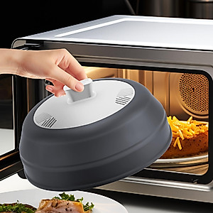 Maywe Tanso Collapsible Microwave Cover for Food,Large 11" Microwave Splatter Cover Silicone Splatter Guard Lid for 6-11 inch Plate Dish Bowl,Dishwasher Safe|Heavy Duty|BPA Free