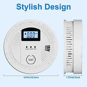 3 Pack Combination Photoelectric Smoke and Carbon Monoxide Alarm Detector with Digital Display; Battery-Operated White 907-3-Pack (JN-908)