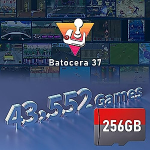 Emulator Console 256GB Micro S D Card Built-in 43,552 Retro Games, Batocera Game System for Steam Deck, Retro Game Boot Expansion Upgrade, Retro Game Console Compatible with MAME/Atari/Sega/PS3 etc